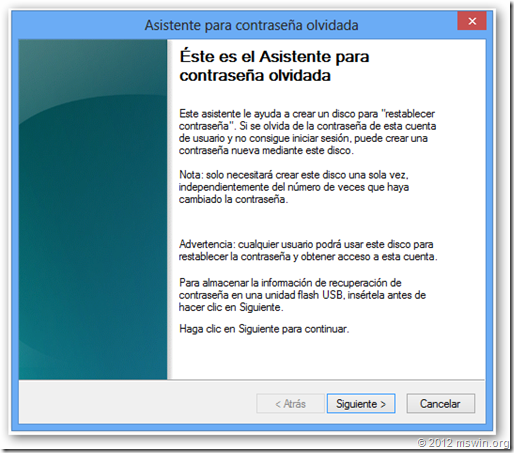 Crear disco de restablecimiento para restablecer contraseña de Windows ...